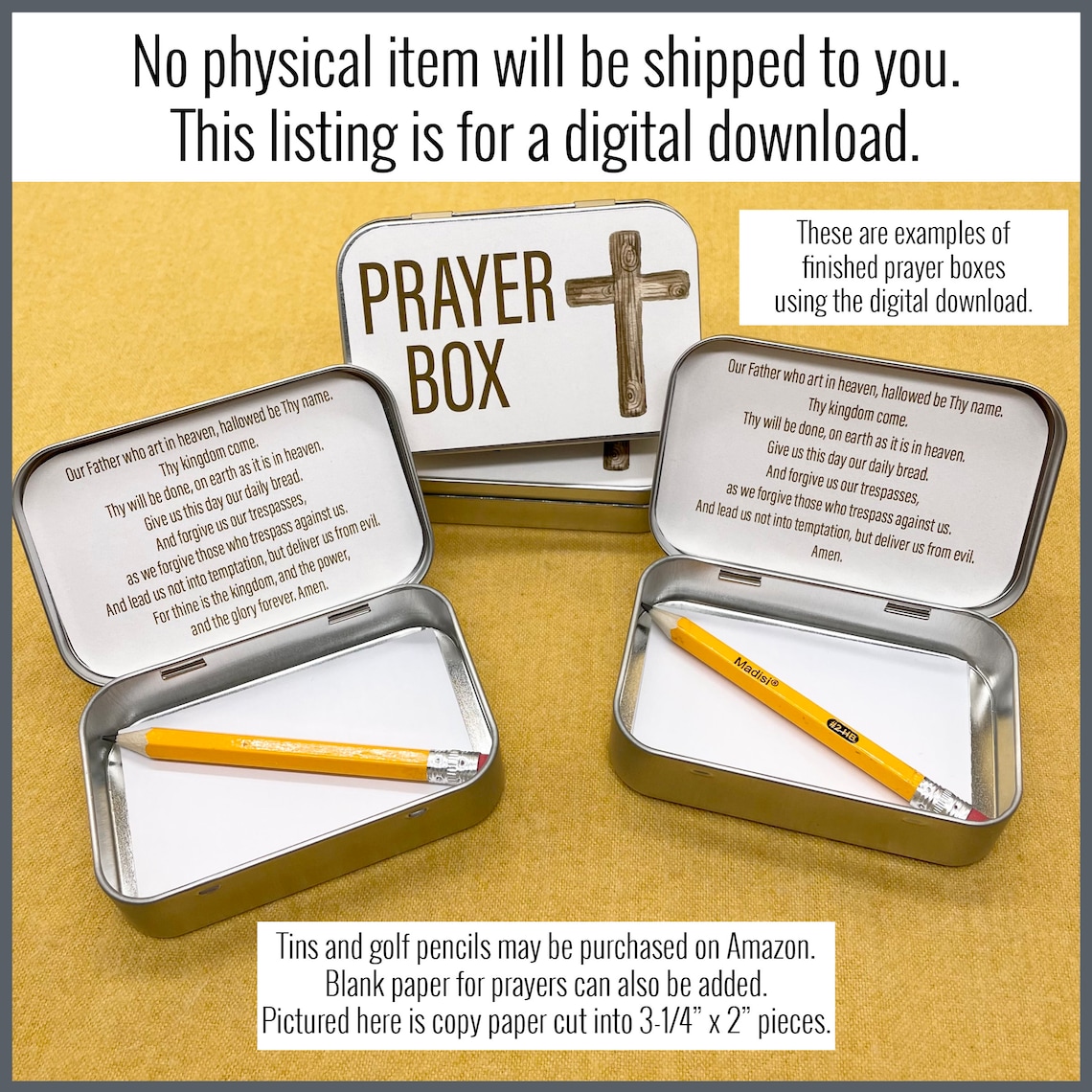 Prayer Box Printable Altoid Tin Diy Tin Craft Kids Craft | Etsy