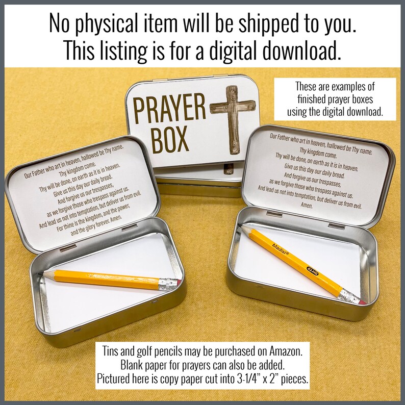 Prayer Box Printable Altoid Tin Diy Tin Craft Kids Craft | Etsy