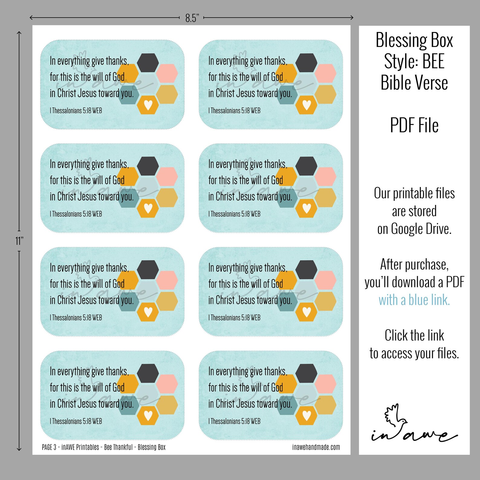 Count Your Blessings Gratitude Box - Bee Thankful Printable Craft Kit ...