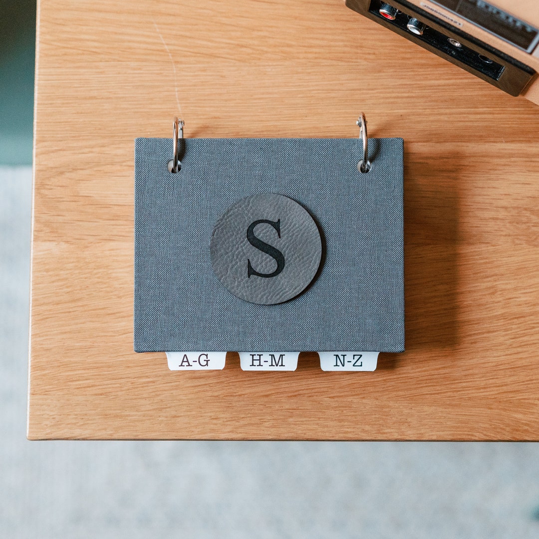 Personalized ADDRESS BOOK With Tabs - Handcrafted Linen Hardcover - 11 ...