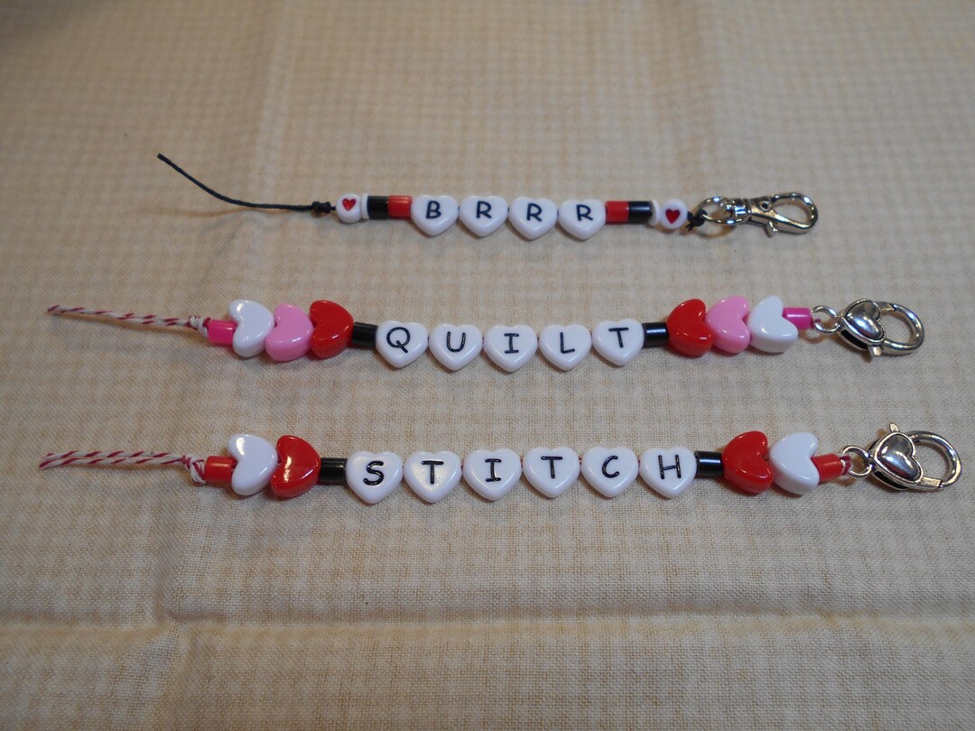 Scissor Fob, Zipper Fob, Project Bag Fob for Crafts, 'brrr', 'stitch ...