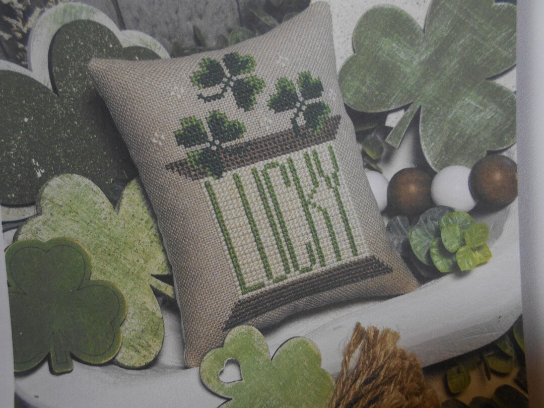 Crafty Bluebonnet Cross Stitch Pattern (ONLY) ~ "lucky Clover Spool ...