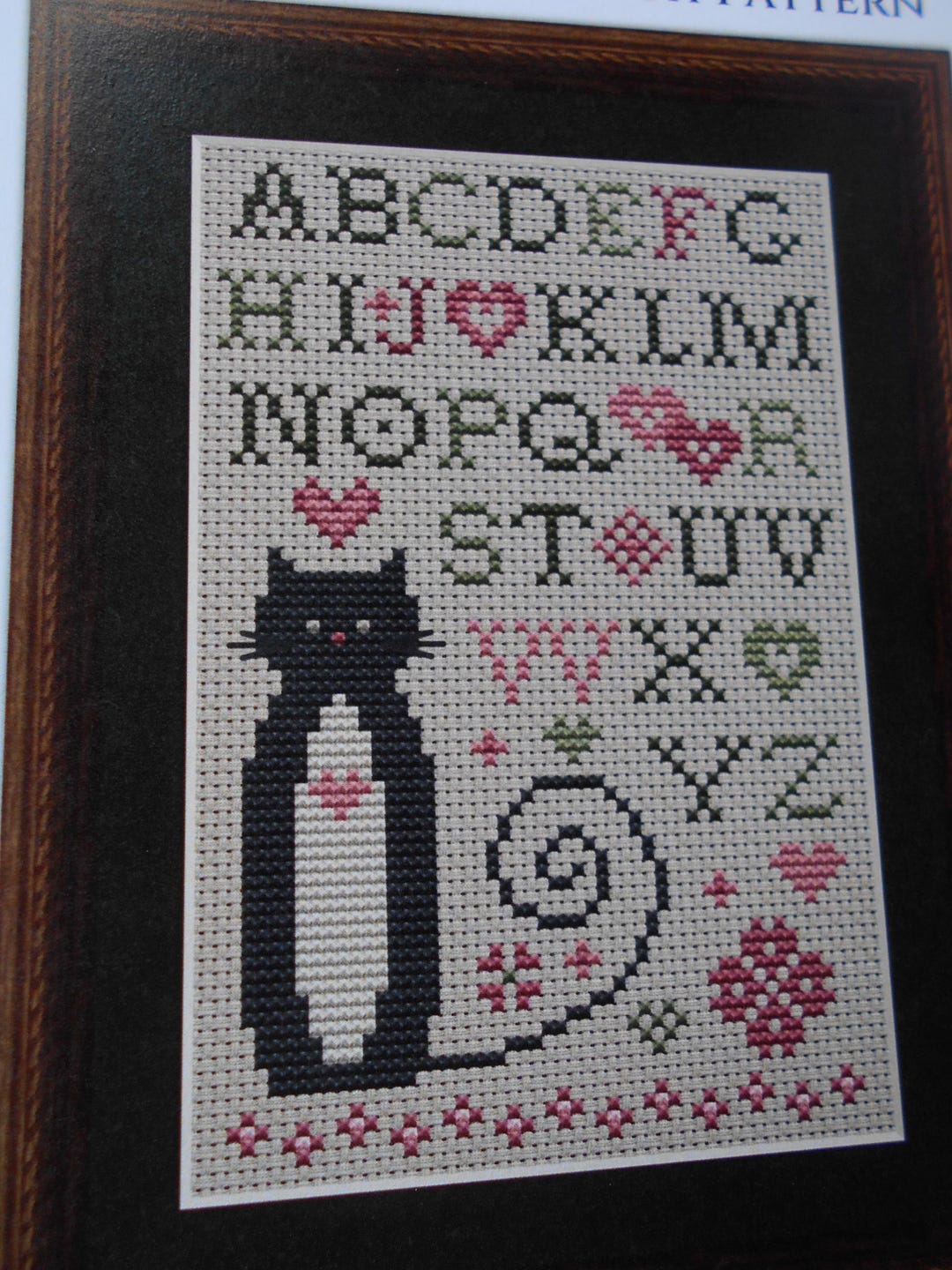NEW ~ "heart Alphabet Cat" Cross Stitch Pattern (only) by Happiness is ...