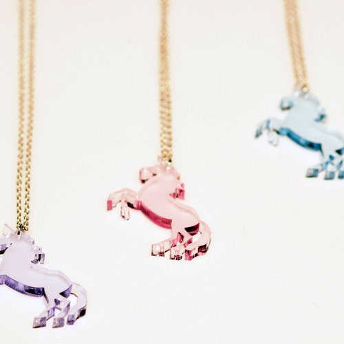 Unicorn Pastel Long Chain Necklace - Etsy