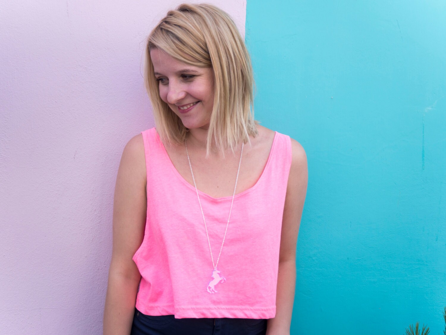 Unicorn Pastel Long Chain Necklace - Etsy