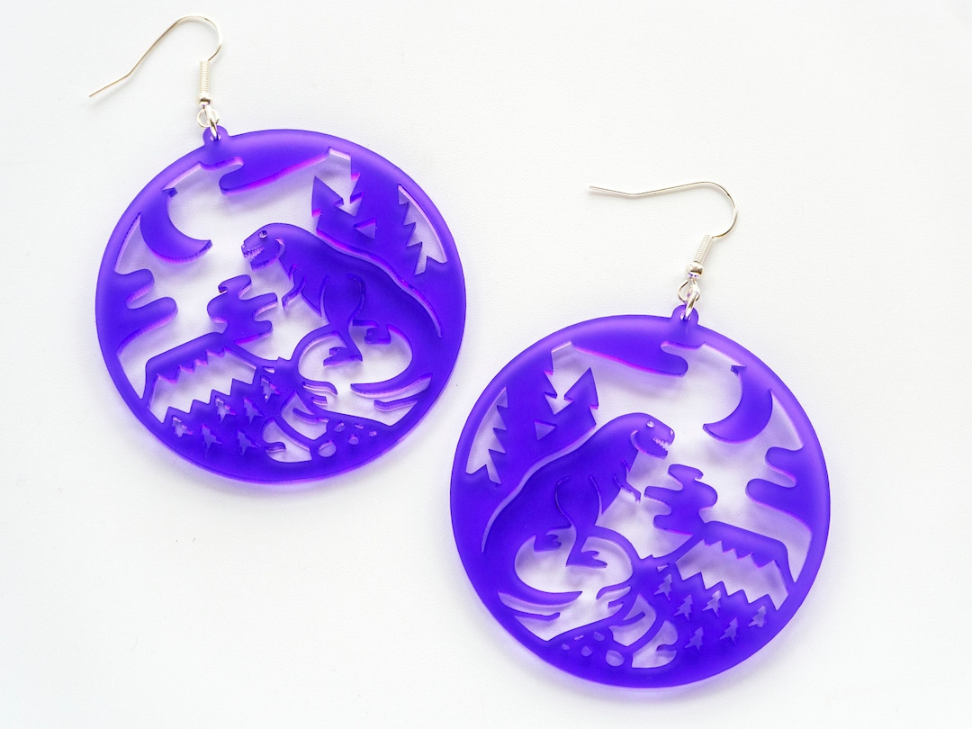 T-rex in the Mountains Earrings - Etsy