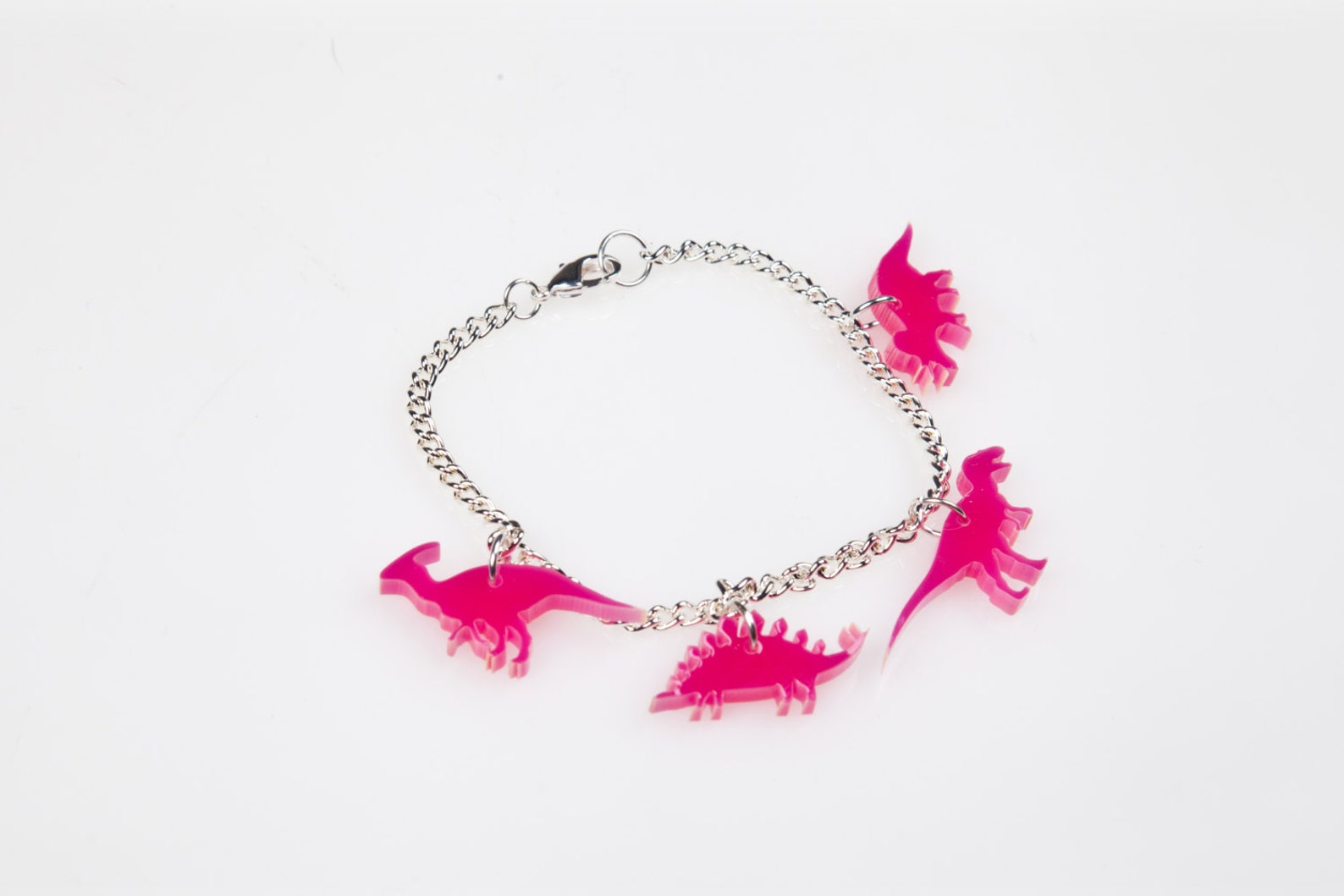Dinosaur Charm Silver Bracelet - Etsy