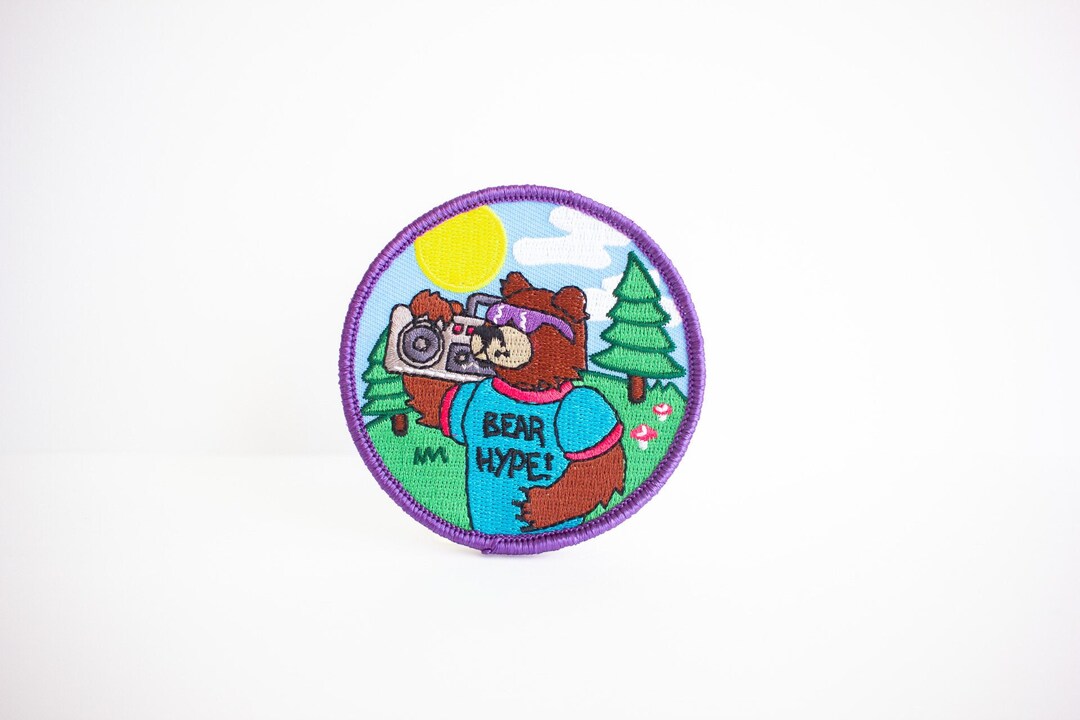 Bear Hype Embroidered Iron-on Patch, Slow Down Slogan, Vivid Colors ...