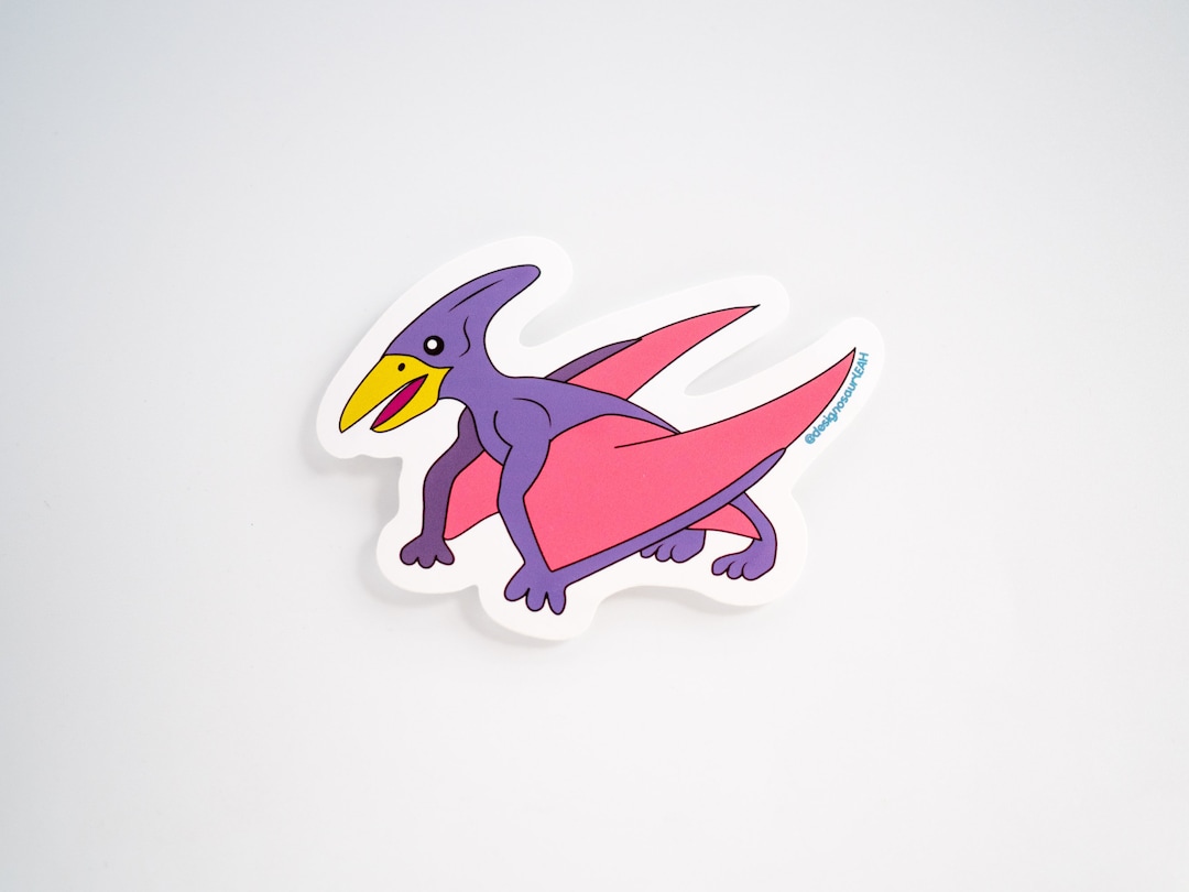 Pterodactyl Dinosaur in Purple and Pink Vinyl Sticker [pack of 3] - Etsy