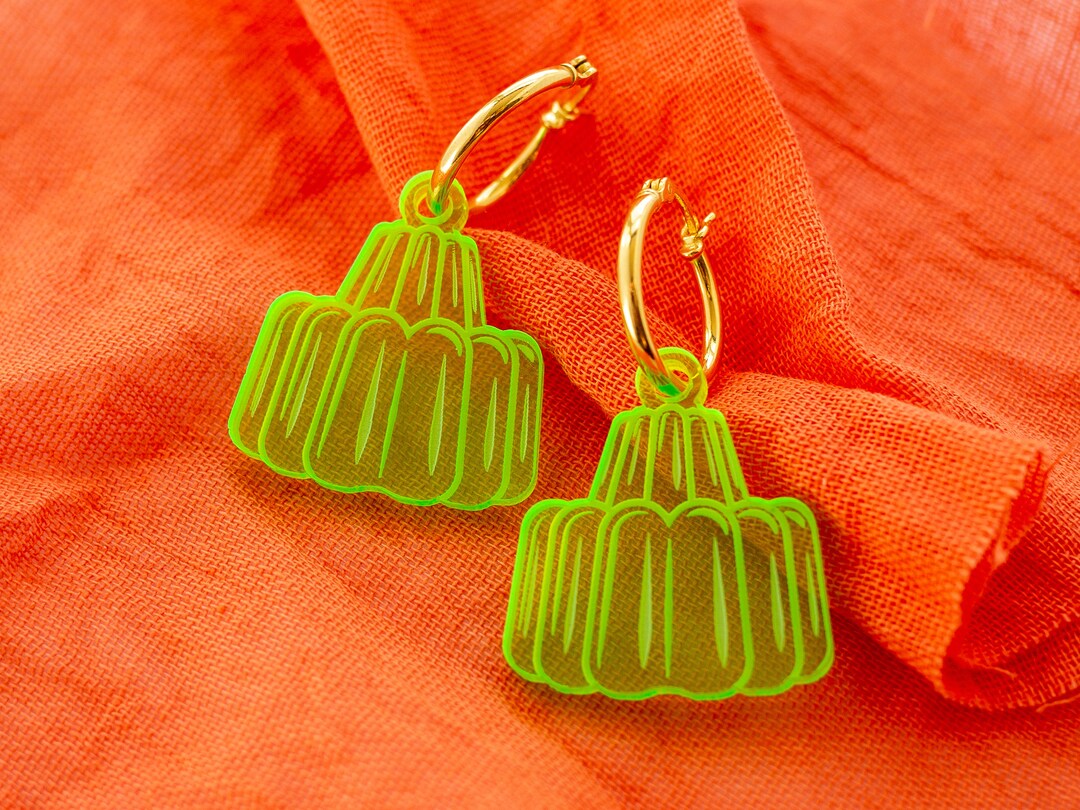 Jelly Earrings, Sterling Silver Jello Hoop in Bright Acrylic - Etsy