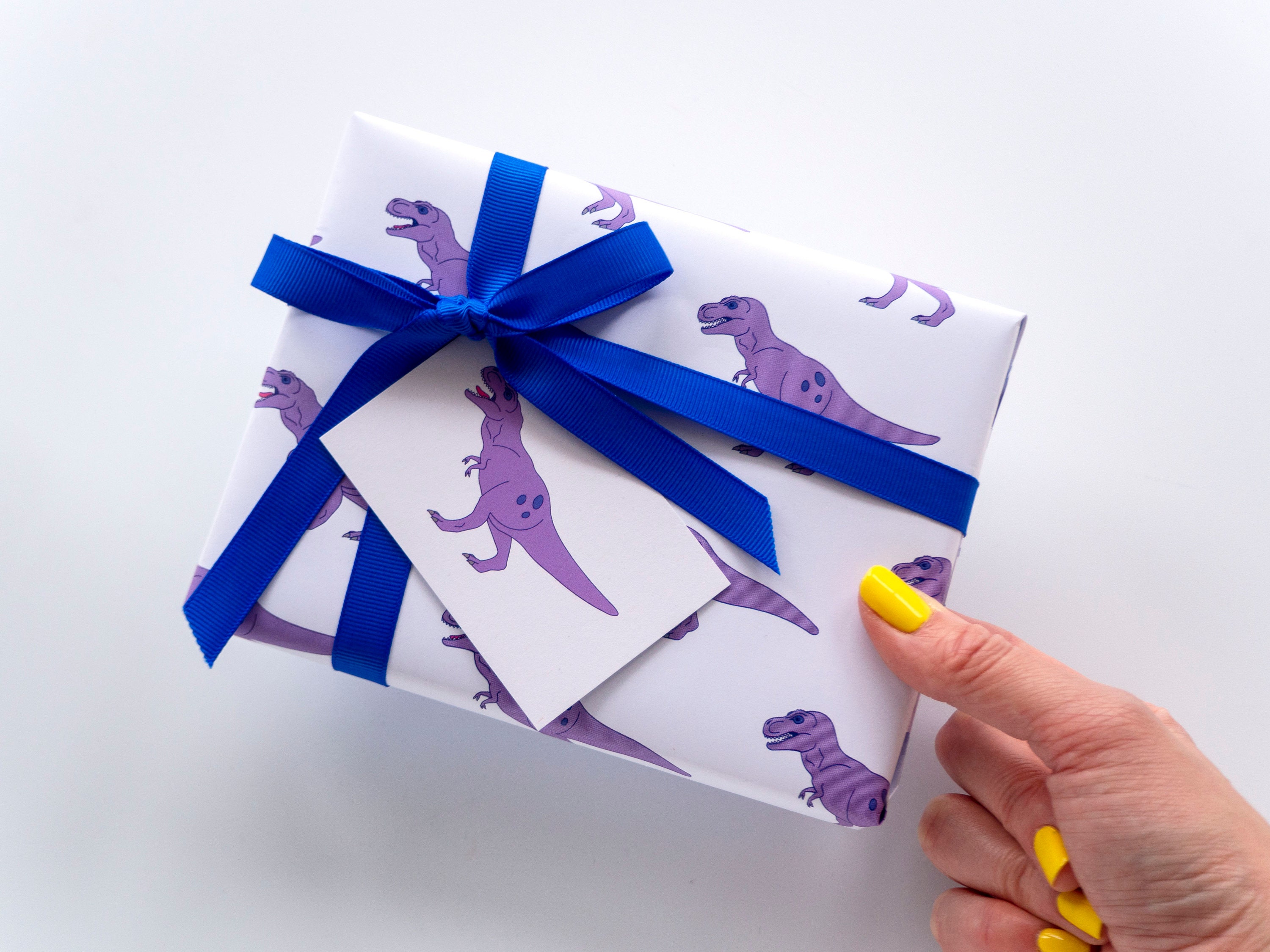 T-rex Dinosaur Wrapping Paper With Tags - Etsy