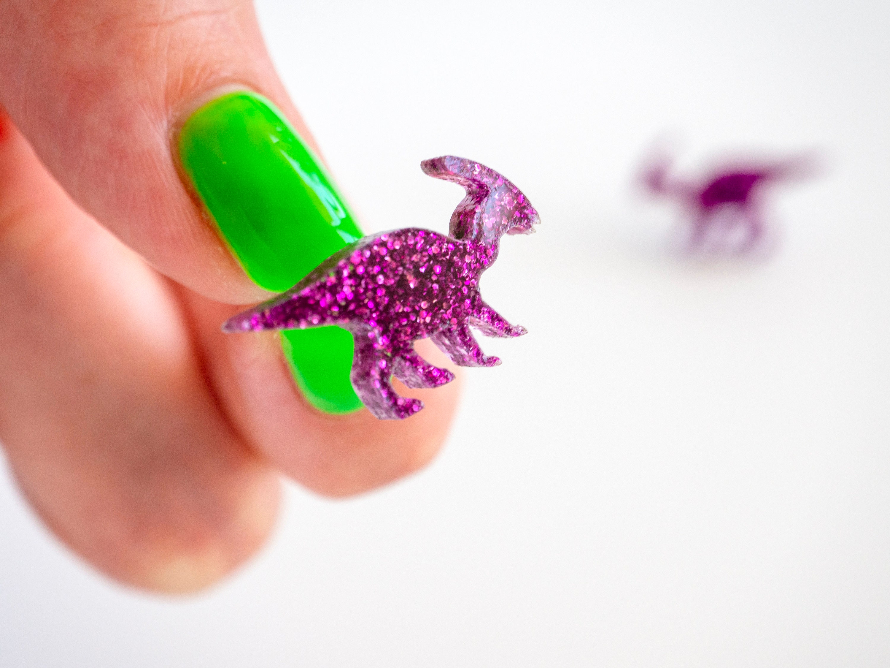 Glitter parasaurolophus dinosaur studs earrings | Etsy