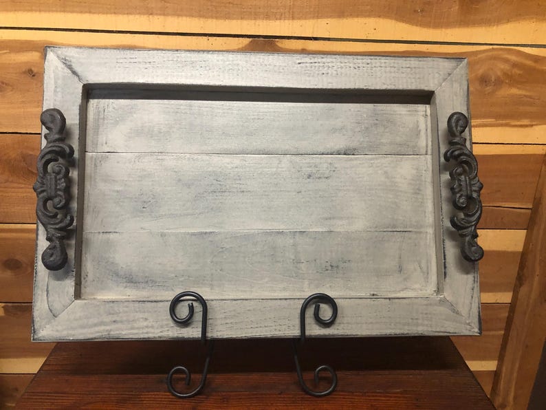 Decorative / Serving Tray - Distressed Gray With Black Glaze Topcoat - Etsy
