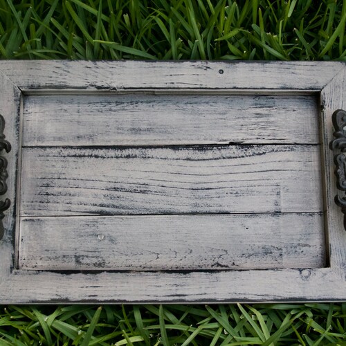 Decorative / Serving Tray Distressed Gray With Black Glaze - Etsy