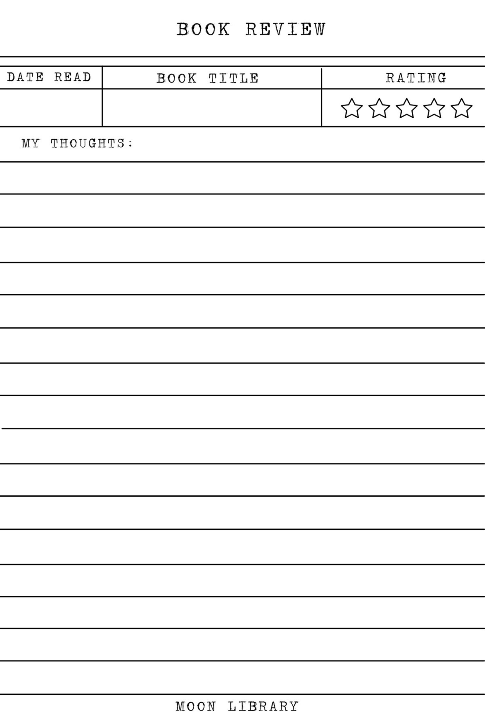 Book Review Cards - Etsy