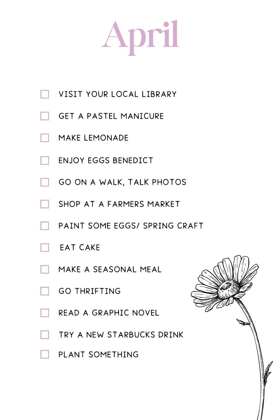 2024 Monthly Bucket List - Etsy