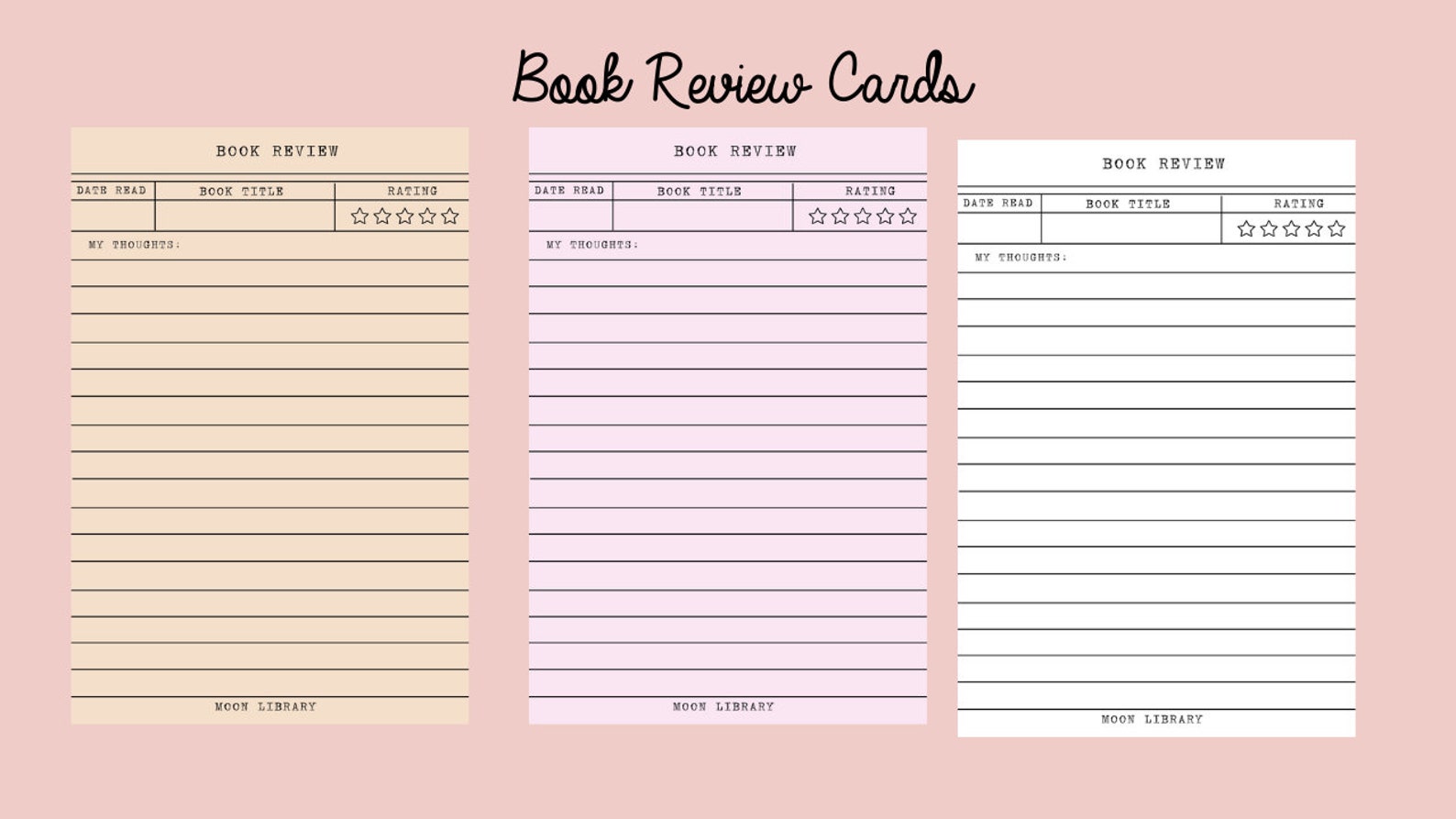 Book Review Cards - Etsy