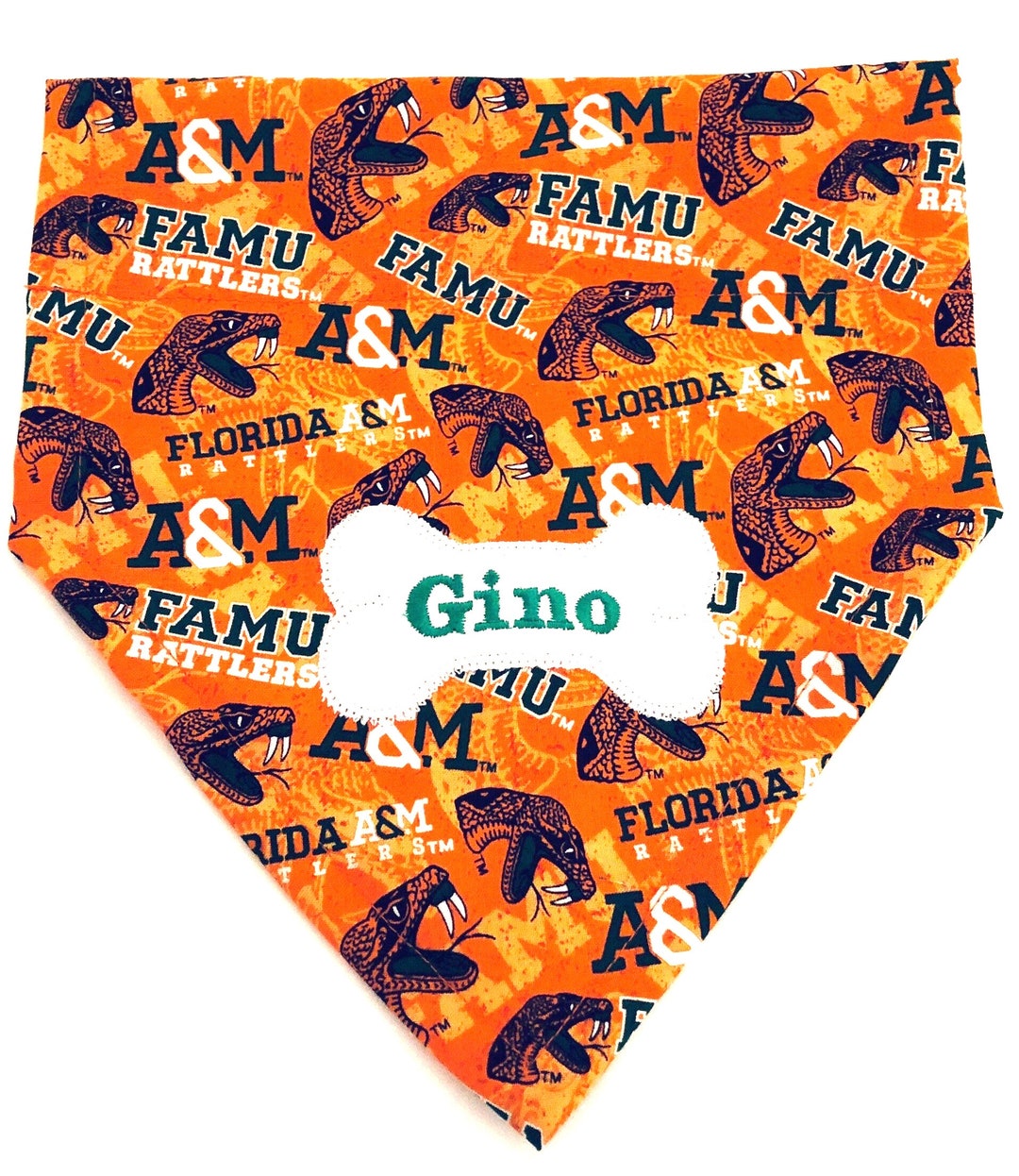 FAMU Rattlers Dog Bandana: Embroidered Monogram, Slides on Collar - Etsy