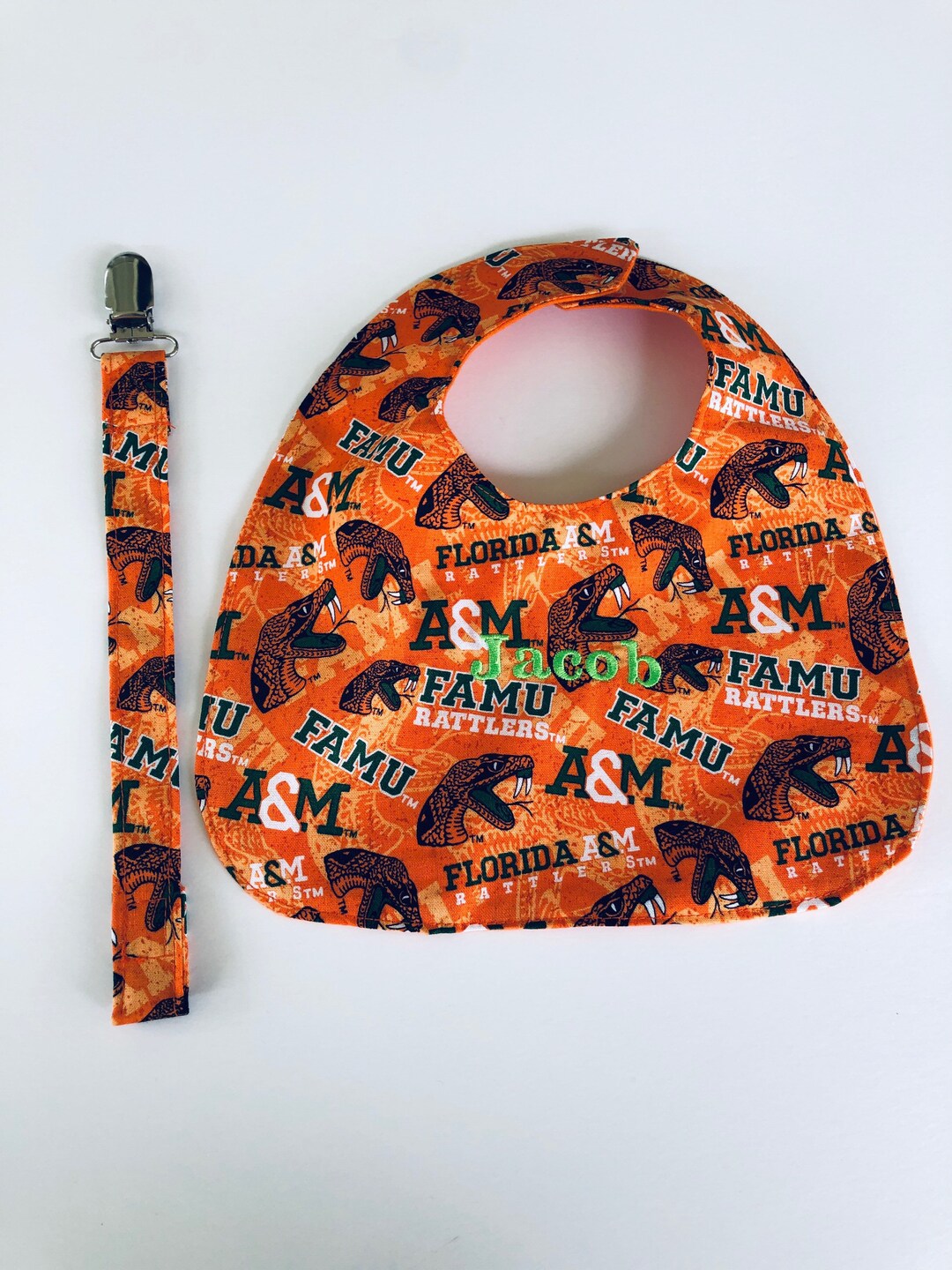 FAMU Rattlers Baby Bib embroidery paci, personalized new baby, Florida ...