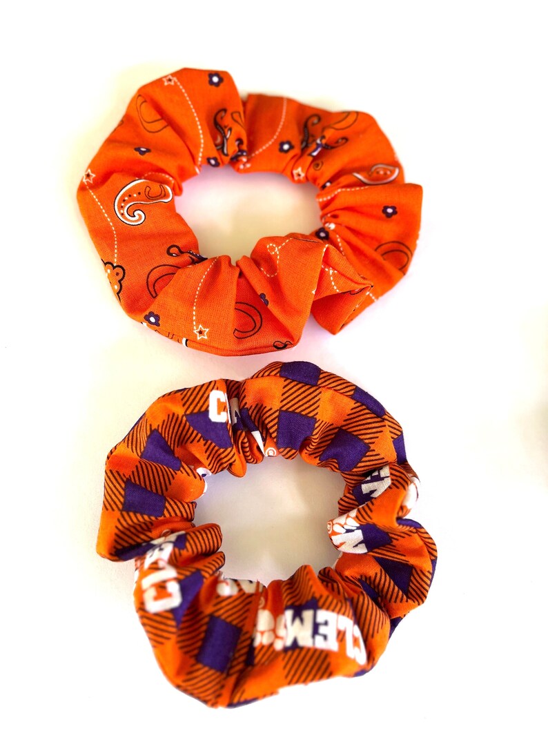 Clemson Tigers Scrunchie Set: Cotton Hair Tie, Sports Fan Gift - Etsy