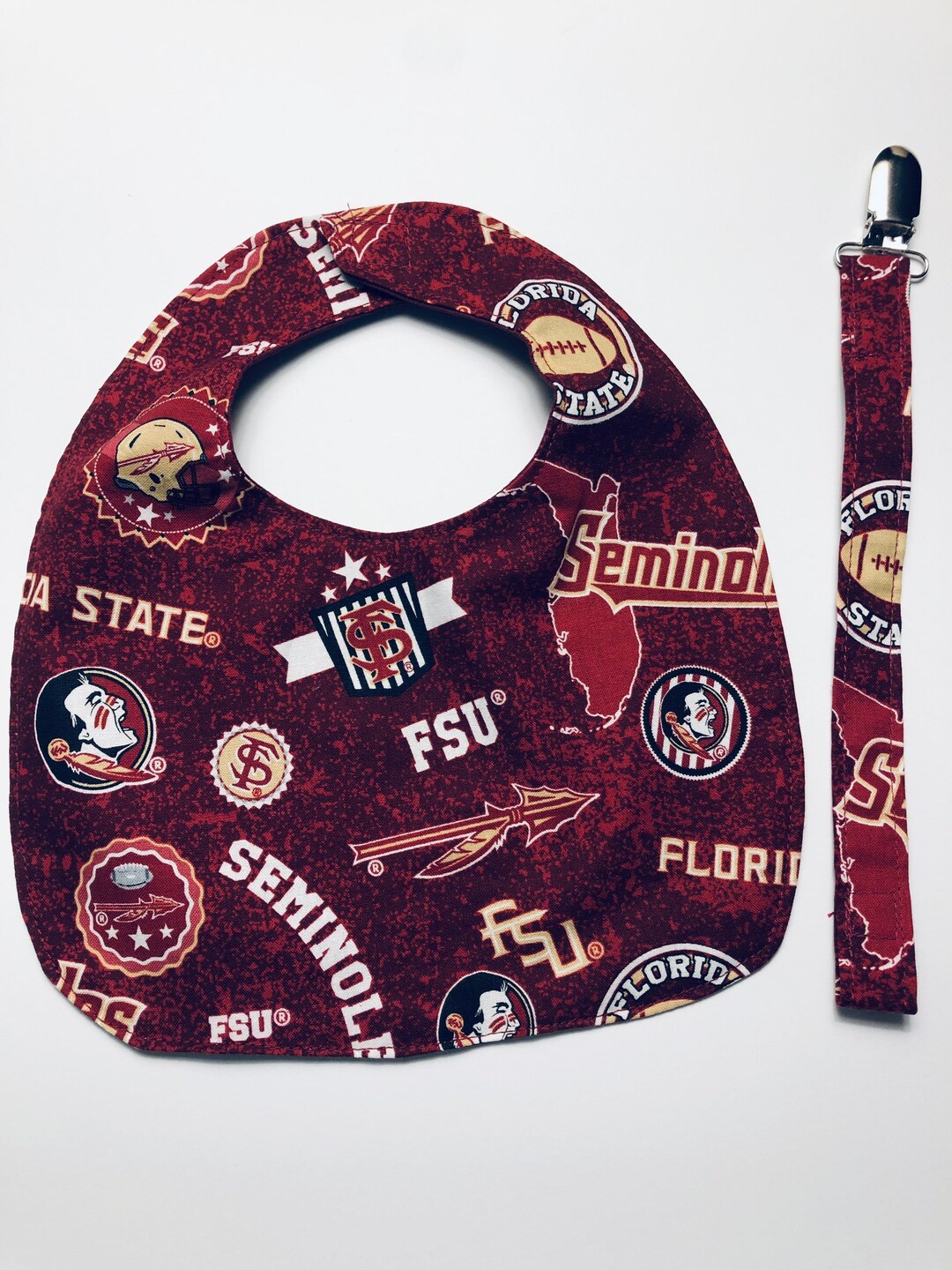 FSU Baby Bib and Pacifier Holder, Baby Shower Gift, New Baby Custom ...