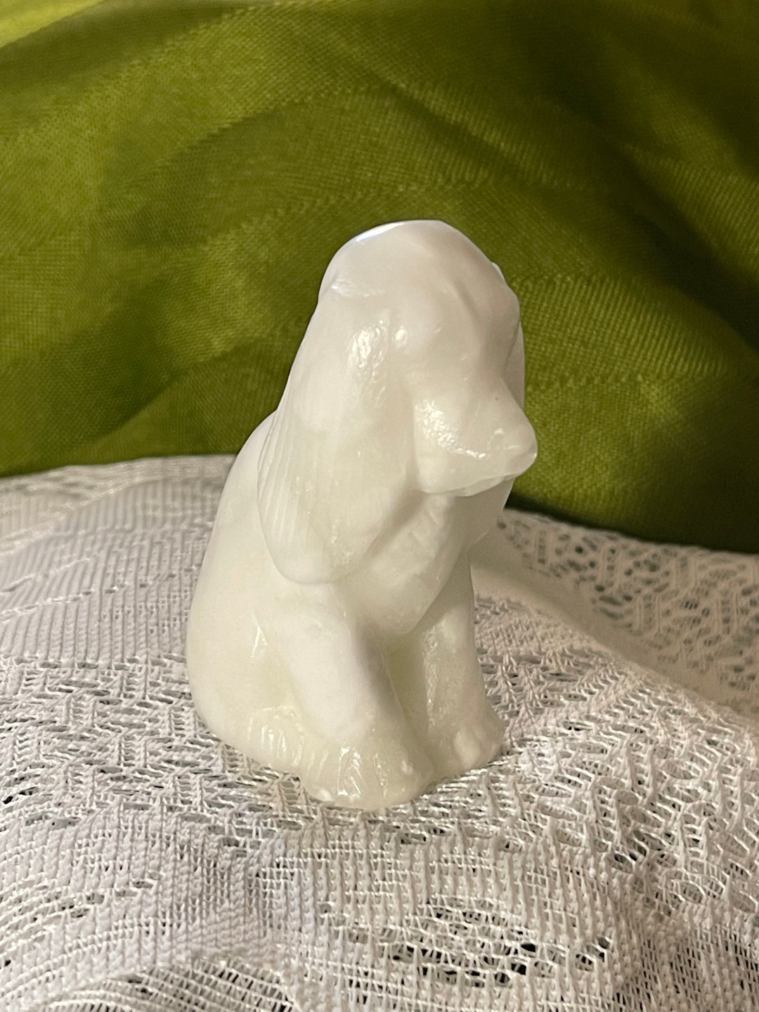 White Alabaster Carving of A Dog - Etsy