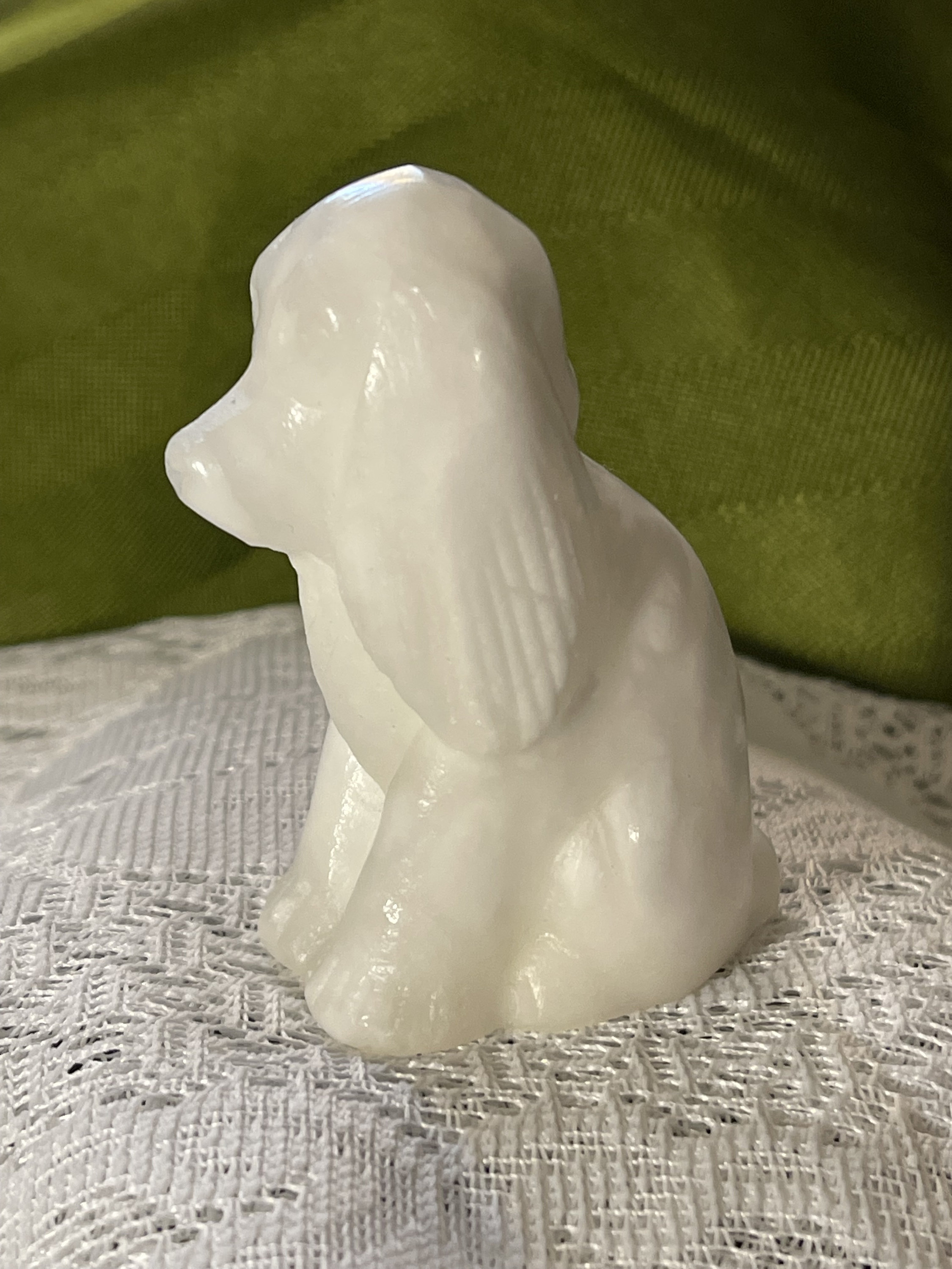 White Alabaster Carving of A Dog - Etsy