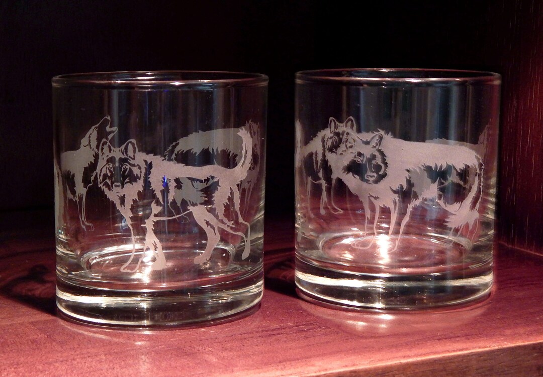 Wolf Pack Whiskey Glasses - Set of 2 - Etsy