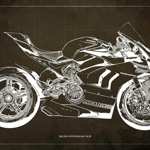 2021 Ducati Panigale V4 SP Blueprint,art Print 14x9.60 to 60x41in,bike ...