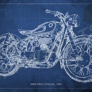 BMW R60/2 Special 1965 Blueprint, Art Print 8x12in to 60x41in ...