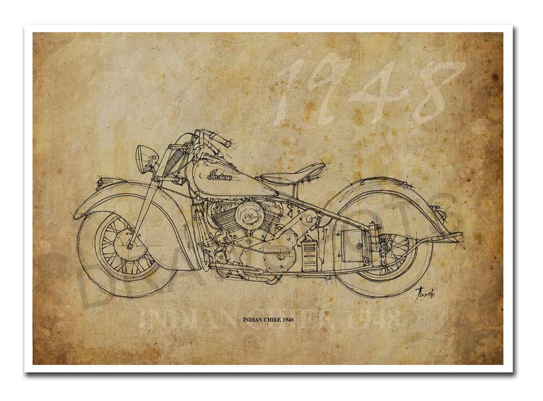INDIAN CHIEF 1948 | Original Handmade Drawing | 12x8.50 to 60x42 Inches ...