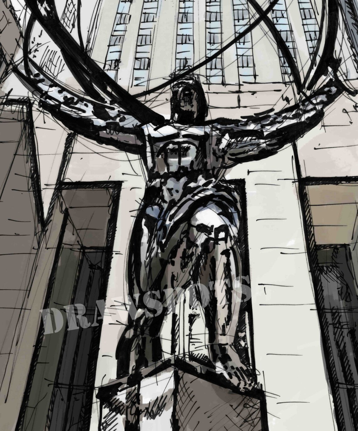 Atlas Sculpture Sketch at Rockefeller Center,new York. Titan, Zeus ...