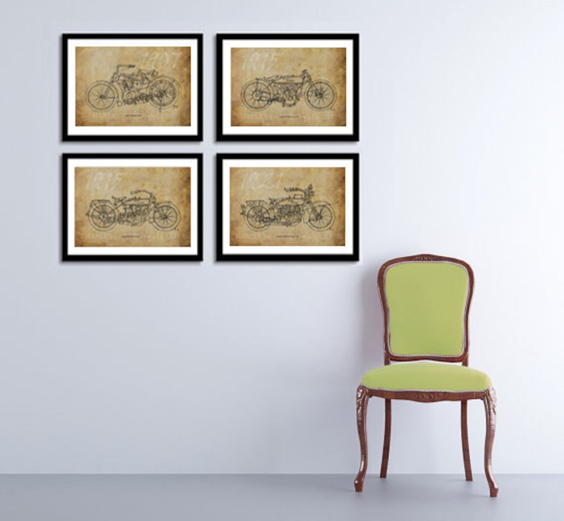 Set of 4 HARLEY DAVIDSON Original Art Prints Any Print - Etsy