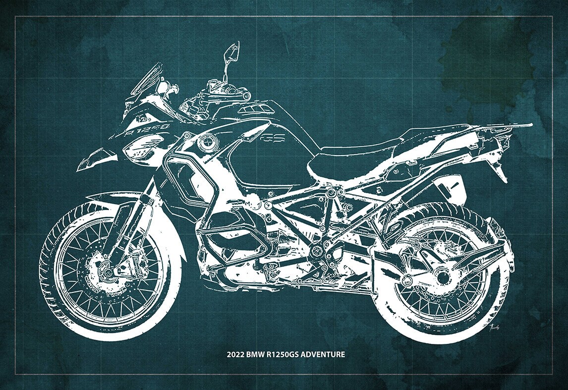2022 BMW R1250GS Blueprint,art Print 14x9.60 to 60x41in,bike Art Print ...