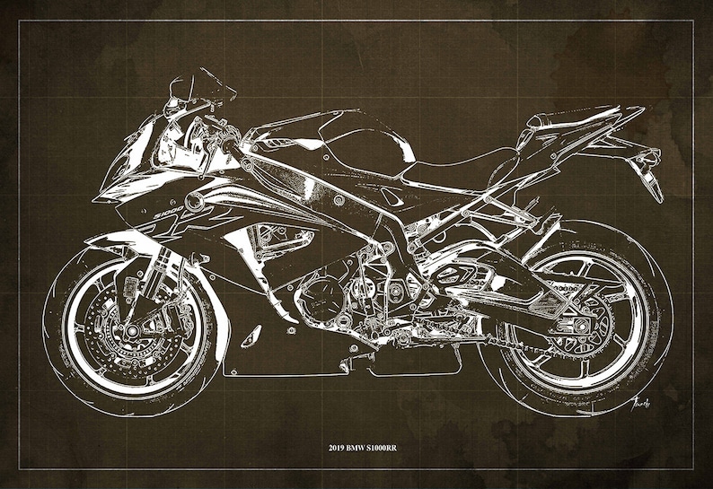 2019 BMW S1000RR Blueprint Art Print,unique Wall Art - Etsy