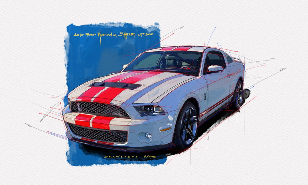 How To Draw A Mustang Shelby Gt500