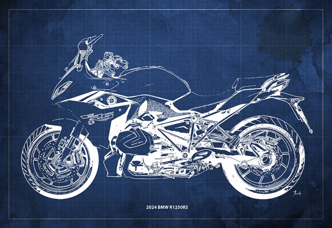 2024 BMW R1250RS Blueprint,art Print 14x9.60 to 60x41in,bike Art Print ...