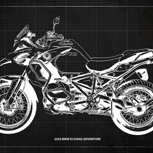 2022 BMW R1250GS Blueprint,art Print 14x9.60 to 60x41in,bike Art Print ...