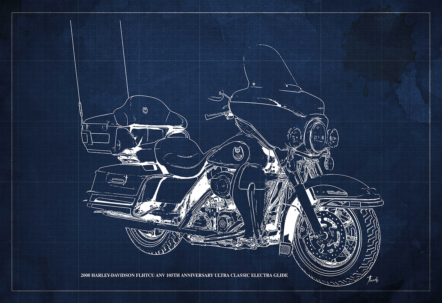 Harley-davidson Electra Glide Blueprint Art Print,unique Wall Art - Etsy