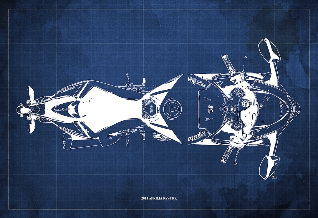 2015 APRILIA RSV4 RR Blueprint, Art Print 8x12in and Larger Sizes ...