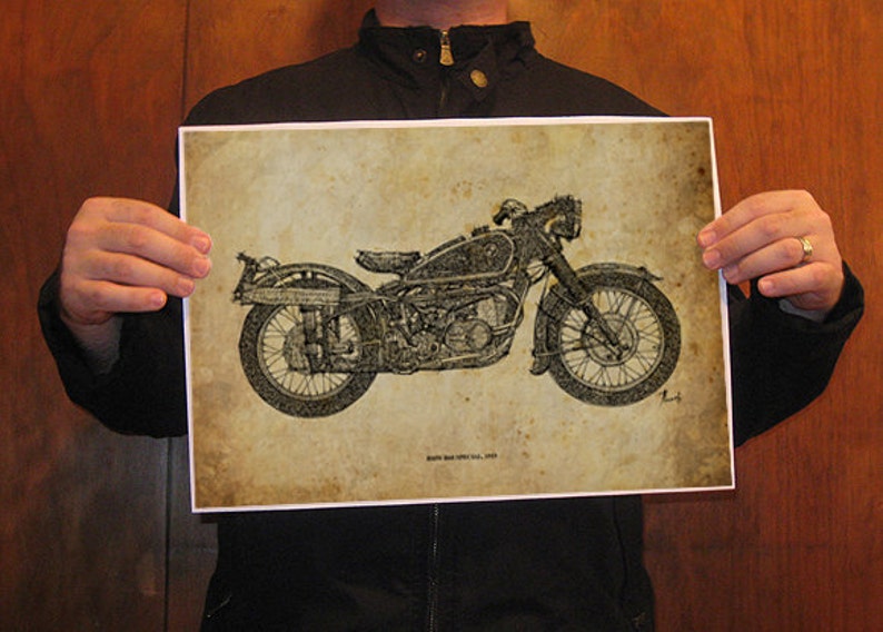 BMW R68 SPECIAL, 1953,original Handmade Drawing Print ,paper Size A3 ...