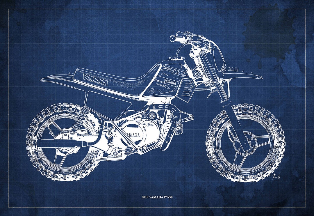 2019 Yamaha PW50 Blueprint,art Print Original Drawing,mancave,office ...