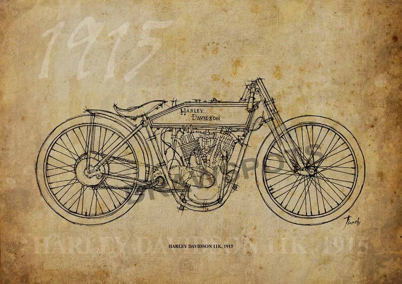 Set of 4 HARLEY DAVIDSON Original Art Prints Any Print - Etsy