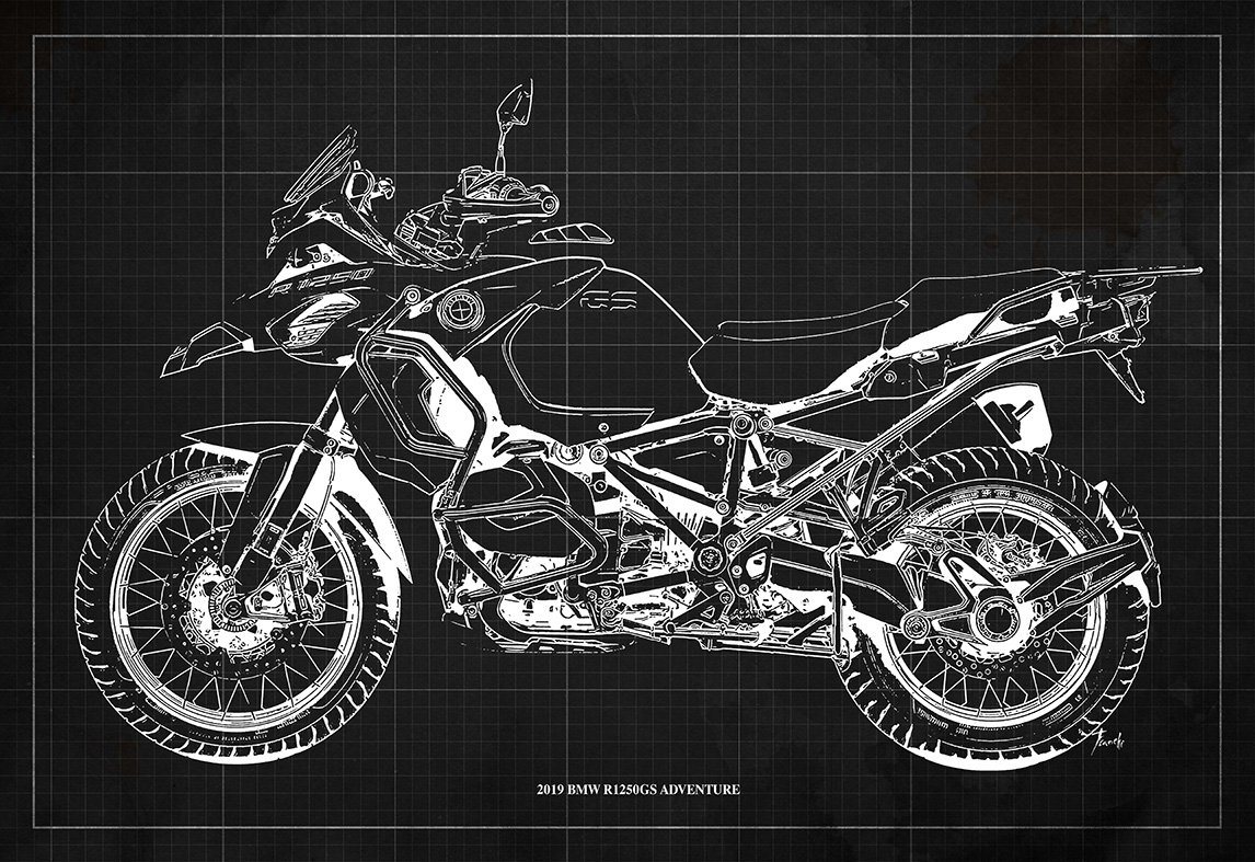 2019 BMW R1250GS Adventure Blueprint,art Print 14x9.60 to 60x41in,bike ...