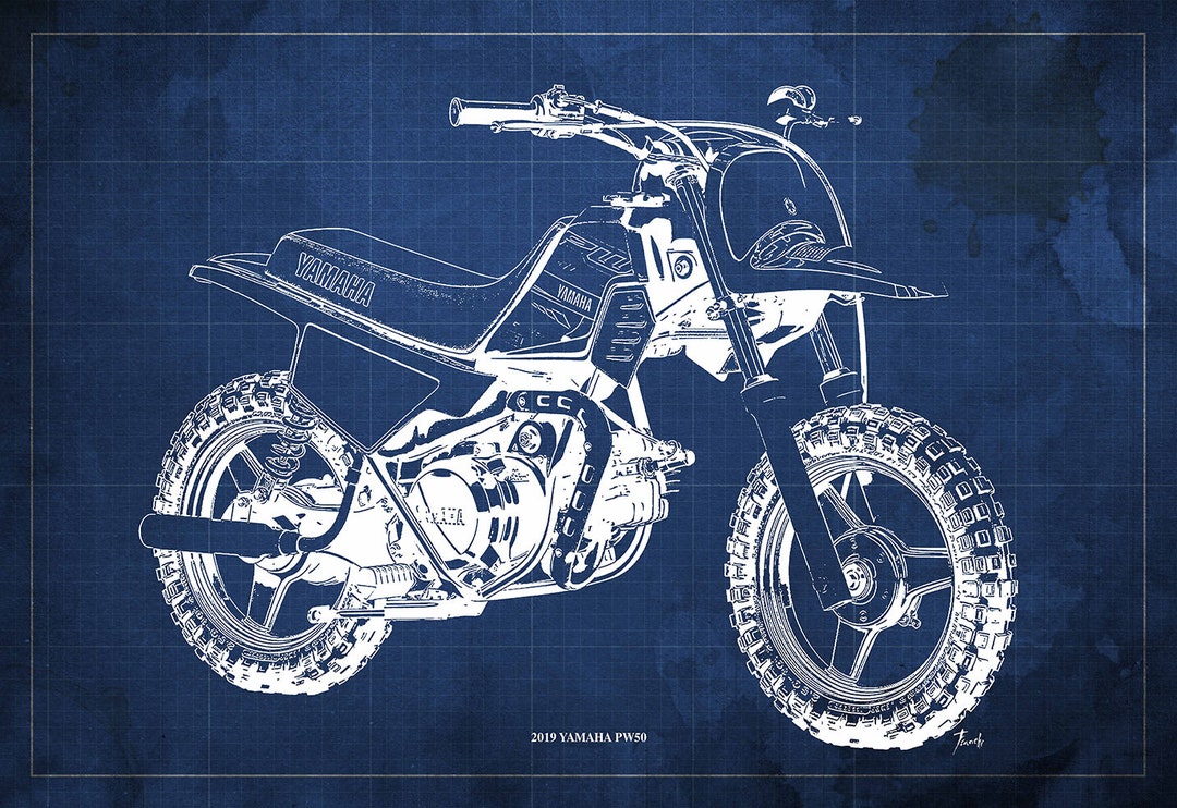 2019 Yamaha PW50 Blueprint,art Print Original Drawing,mancave,office ...