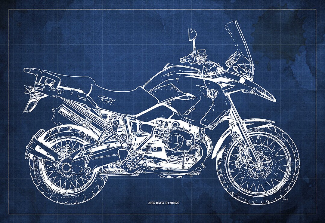 BMW R1200GS 2006 Blueprint,art Print 14x9.60 to 60x41in,bike Art Print ...
