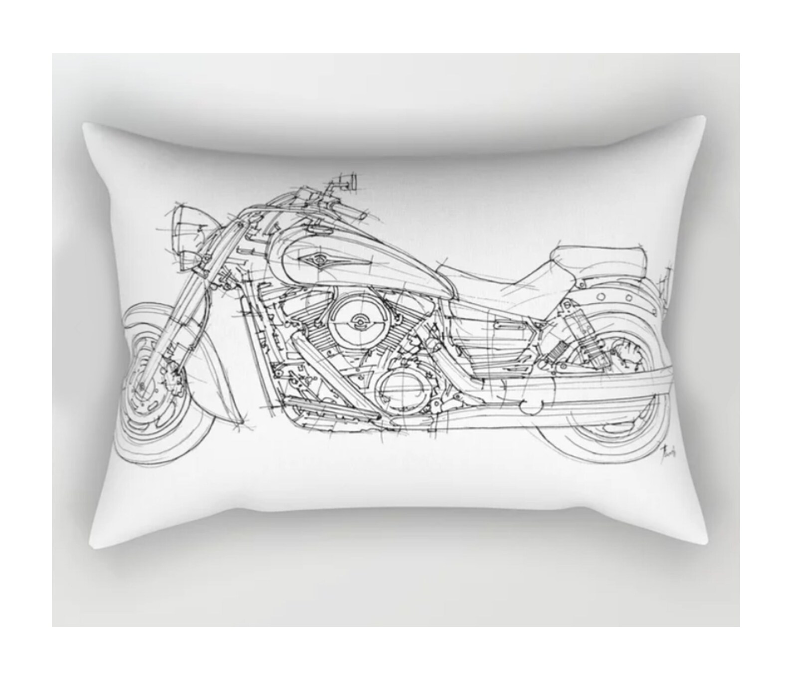 Personalized Rectangular Pillow Cover.the Sketch of YOUR MOTORCYCLE! A ...