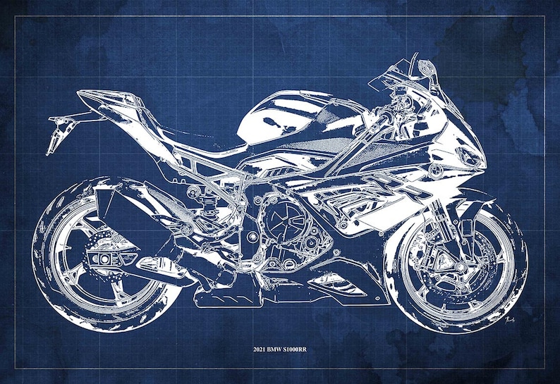 2021 BMW S1000RR Blueprintart Print 14x9.60 to 60x41inbike - Etsy