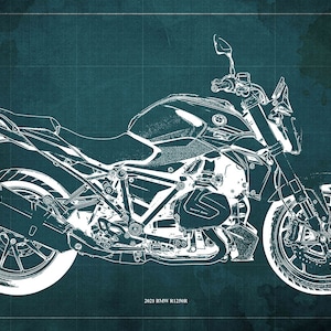 2021 BMW R1250R Blueprint,art Print 14x9.60 to 60x41in,bike Art Print ...