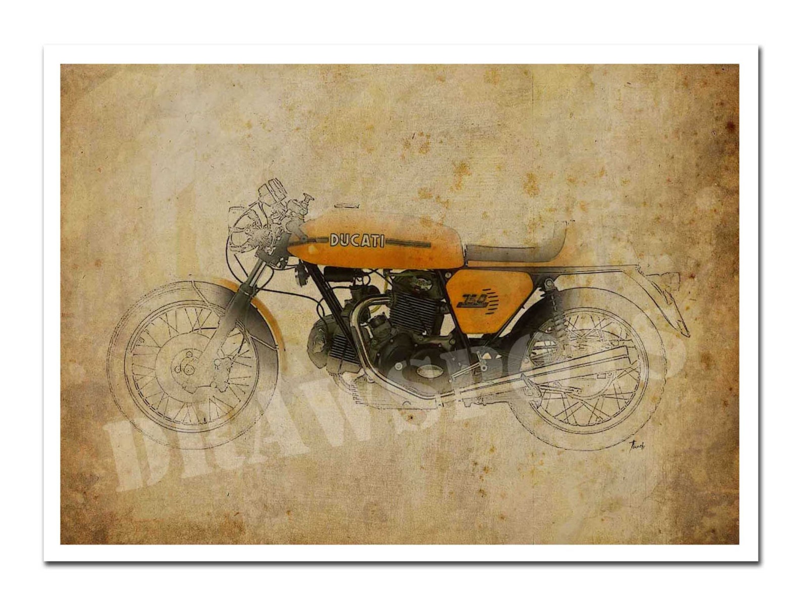 DUCATI, Set of 3 Prints, 11.5x16, Original Drawings Prints, 1973, 2007 ...